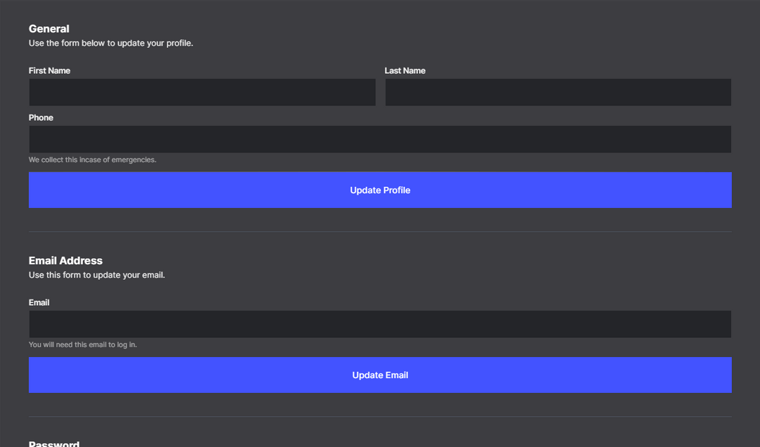 Account Settings | Free Webflow Component